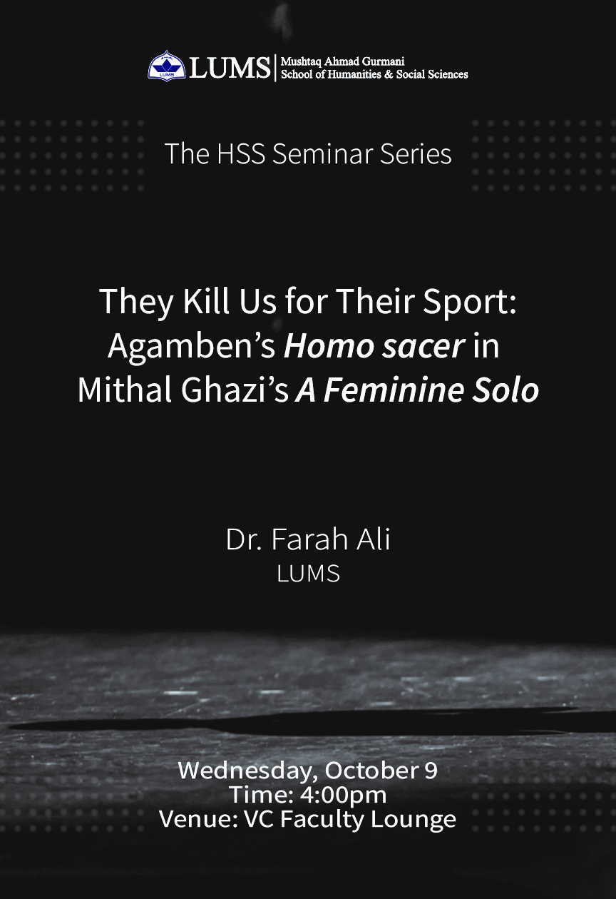 HSS Seminar Series: They Kill Us for Their Sport: Agamben’s Homo Sacer ...