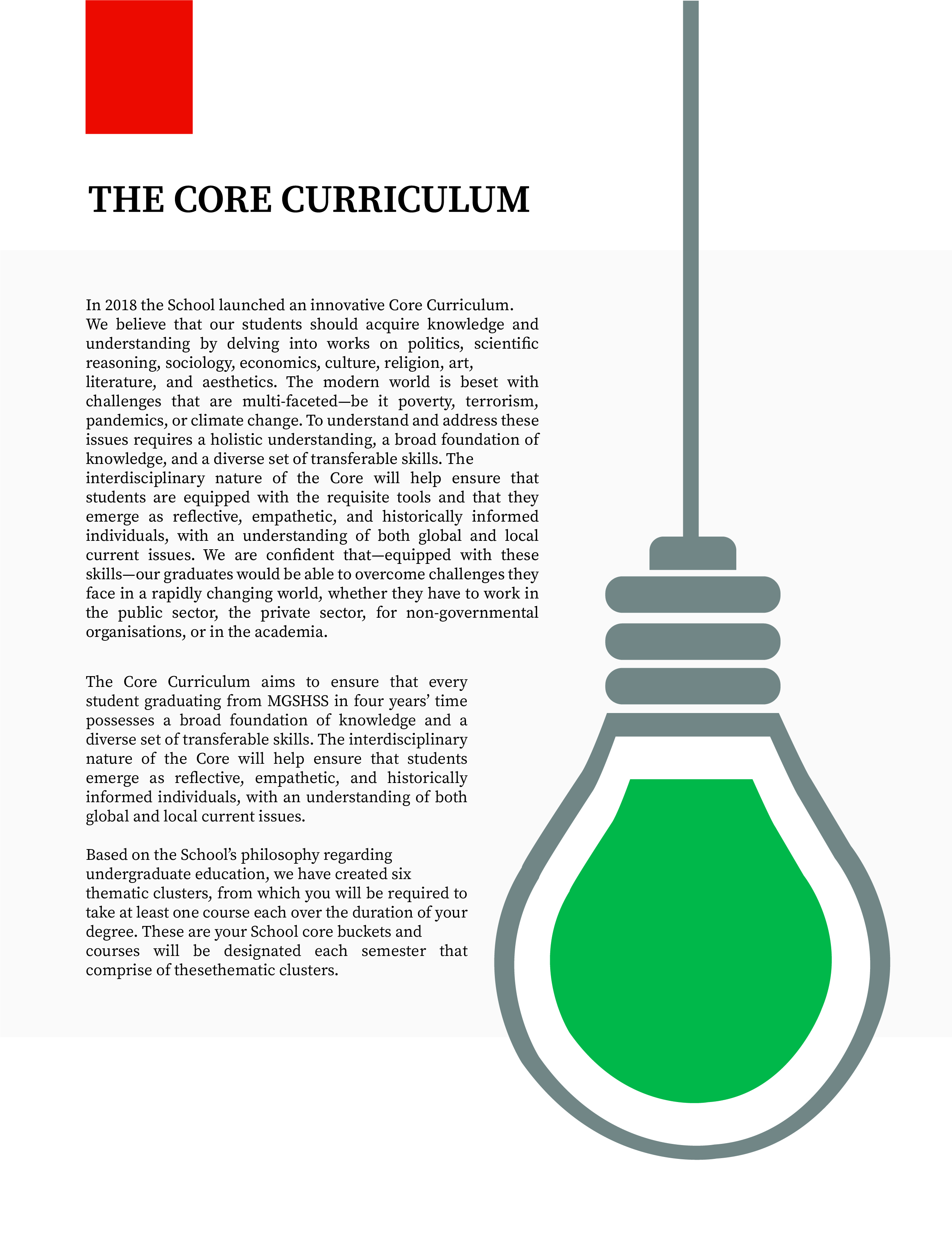 Undergraduate Core Curriculum | Welcome to MGSHSS